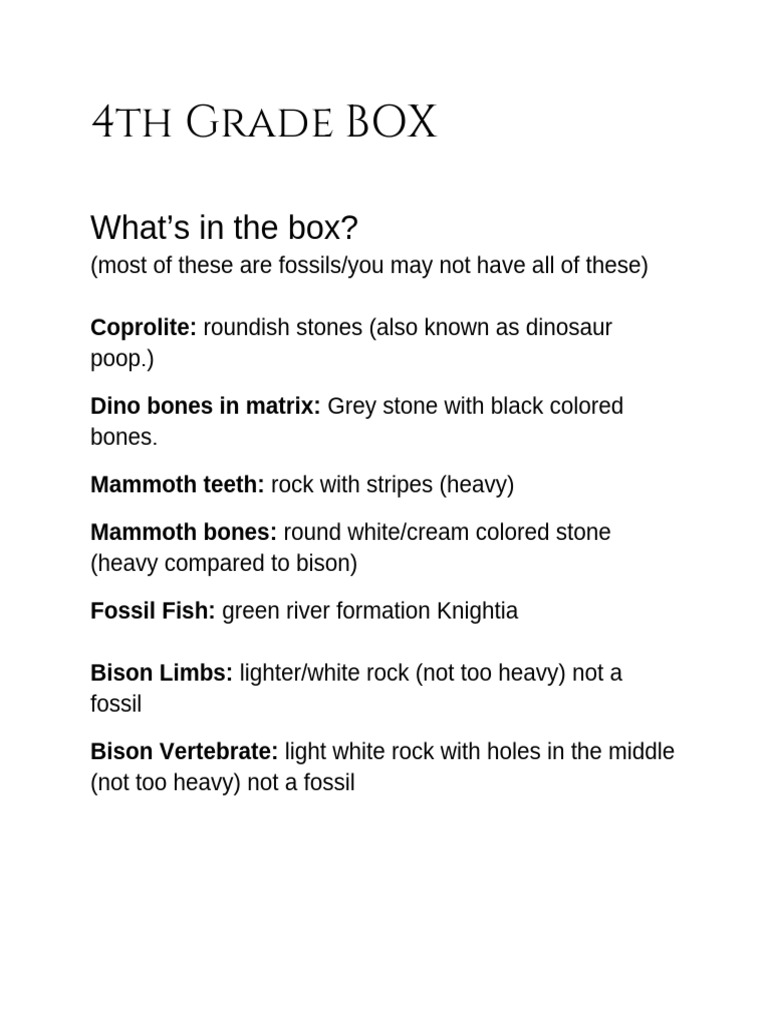 4th Grade Fossils | PDF