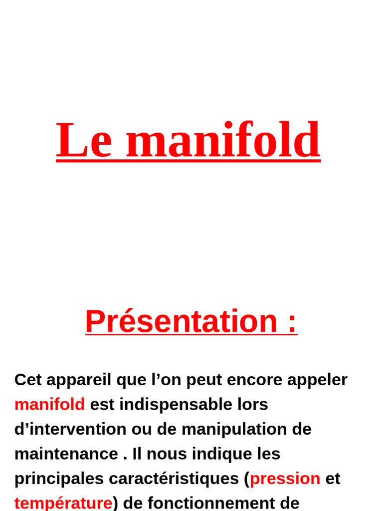 Le Manifold | PDF | Soupape | mesure de pression