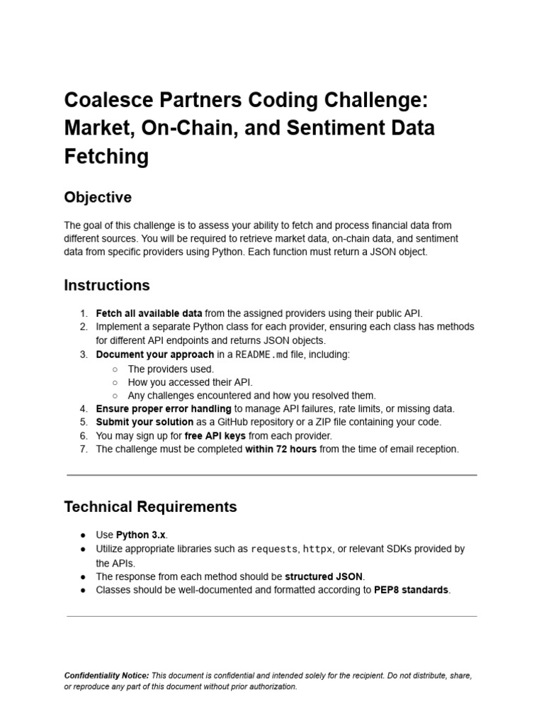 Coalesce Partners - Take Home Task (Data) | PDF