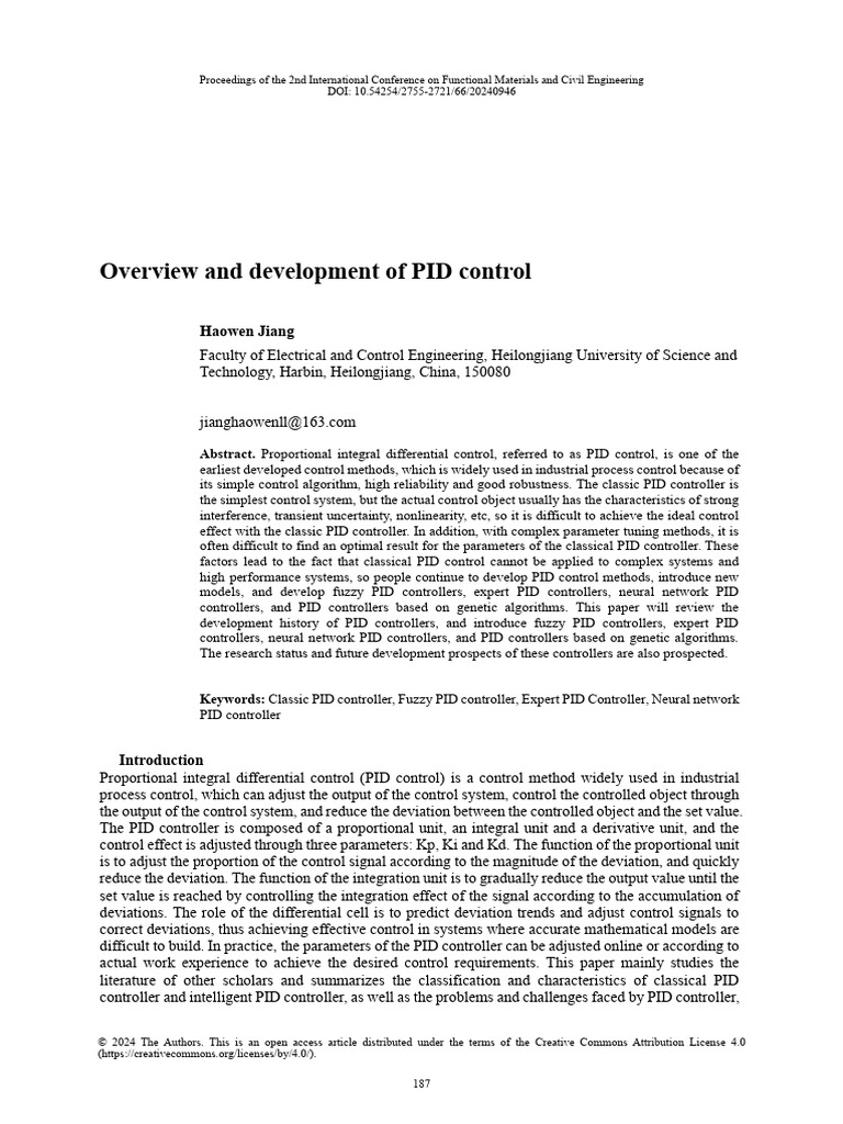 Overview and Development of PID Control | PDF | Fuzzy Logic | Control ...