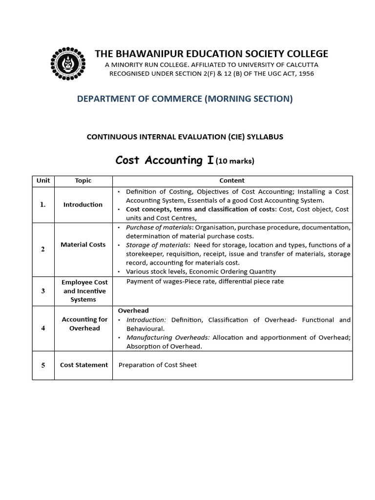 Cie 2024 25 Sem II Syllabus Morning | PDF | Gross Domestic Product | Marketing