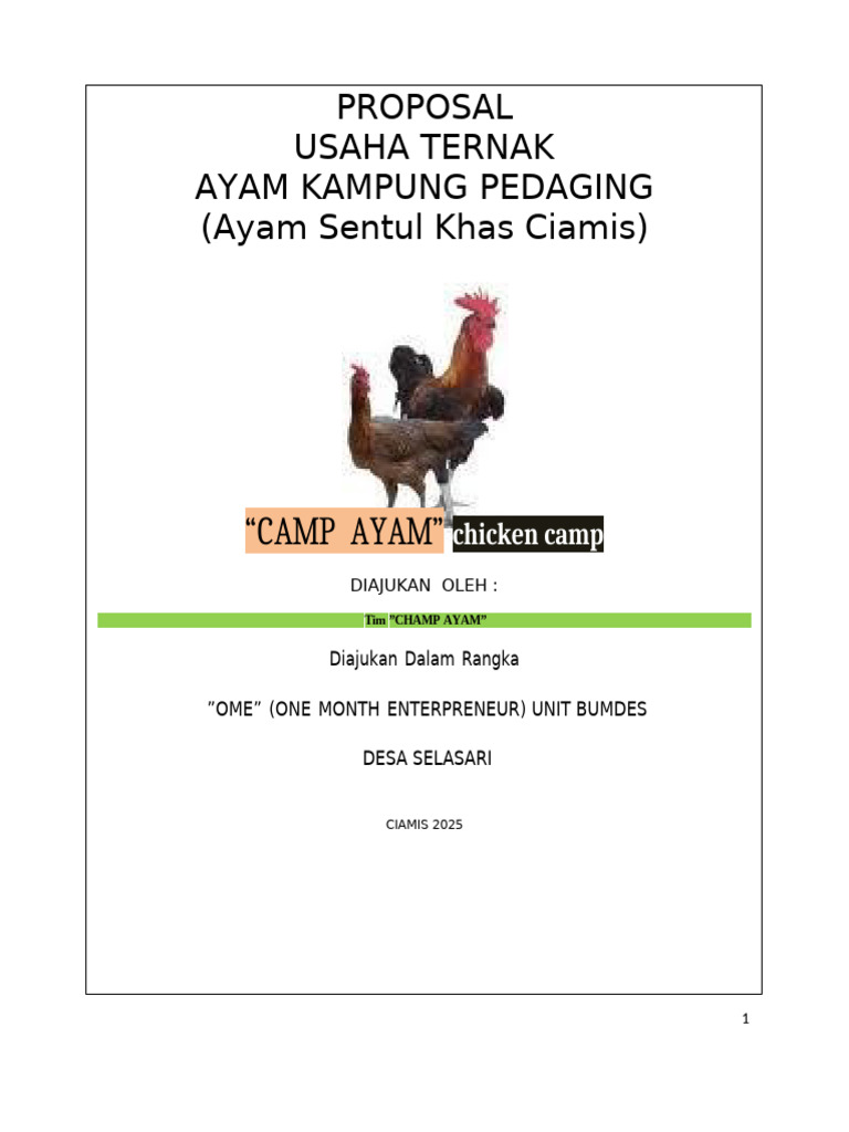 Proposal Usaha Ayam Kampung | PDF