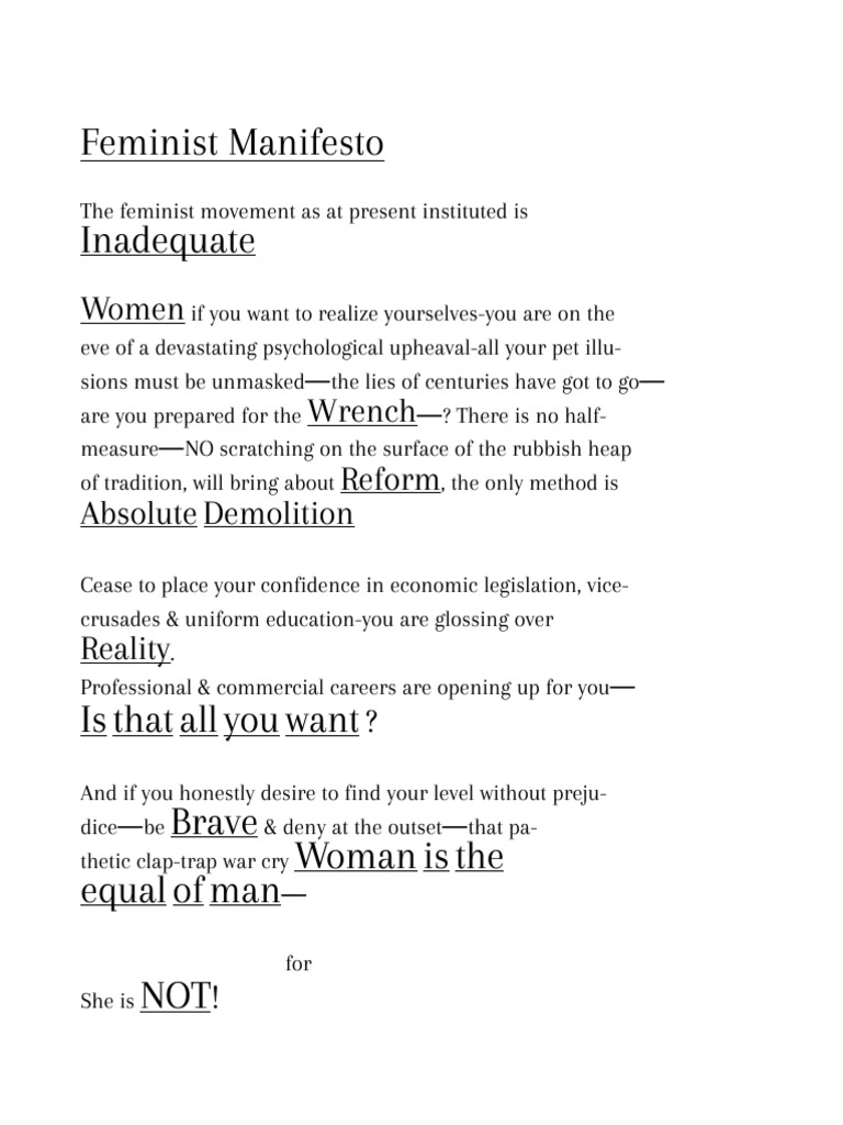 Feminist Manifesto Mina Loy | PDF