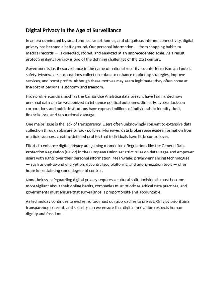 Digital Privacy in The Age of Surveillance | PDF