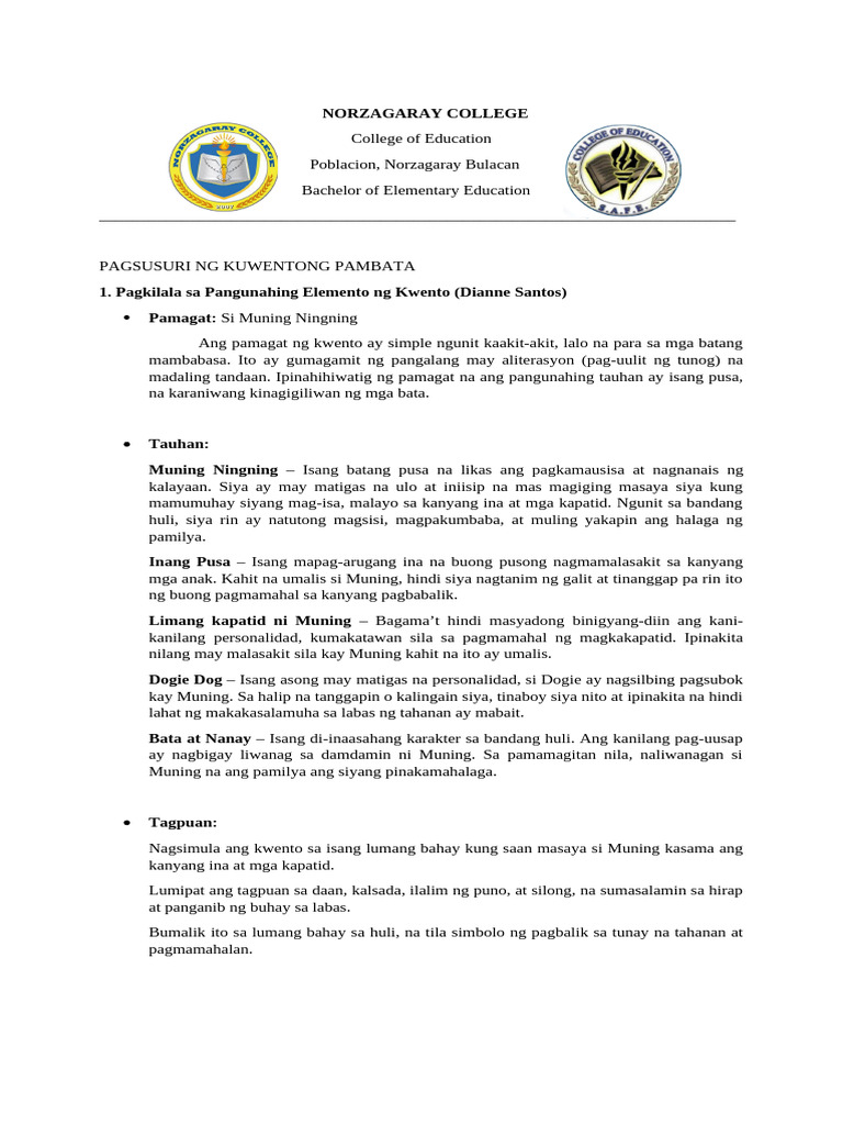 Group 6 Pagsusuri Si Muning Ningning | PDF