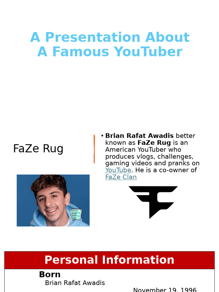 A Presentation About A Famous YouTuber | PDF