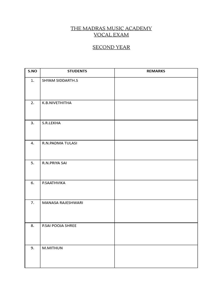Second Year Name List.docx | PDF