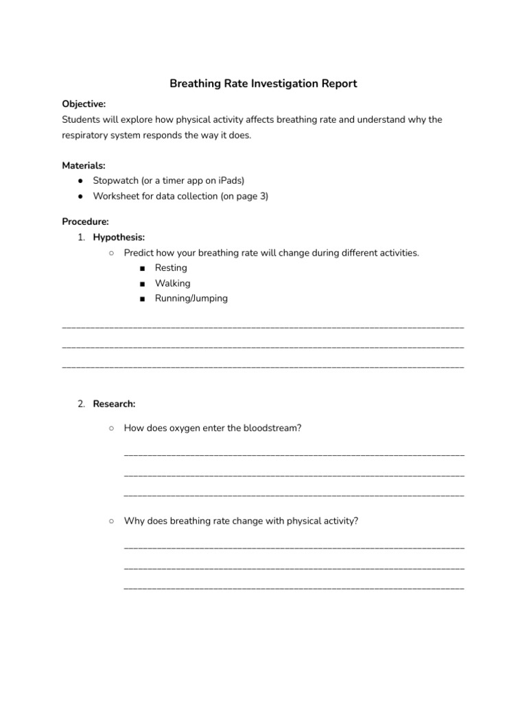 Breathing Rate and Exercise Study | PDF | Breathing | Respiratory System