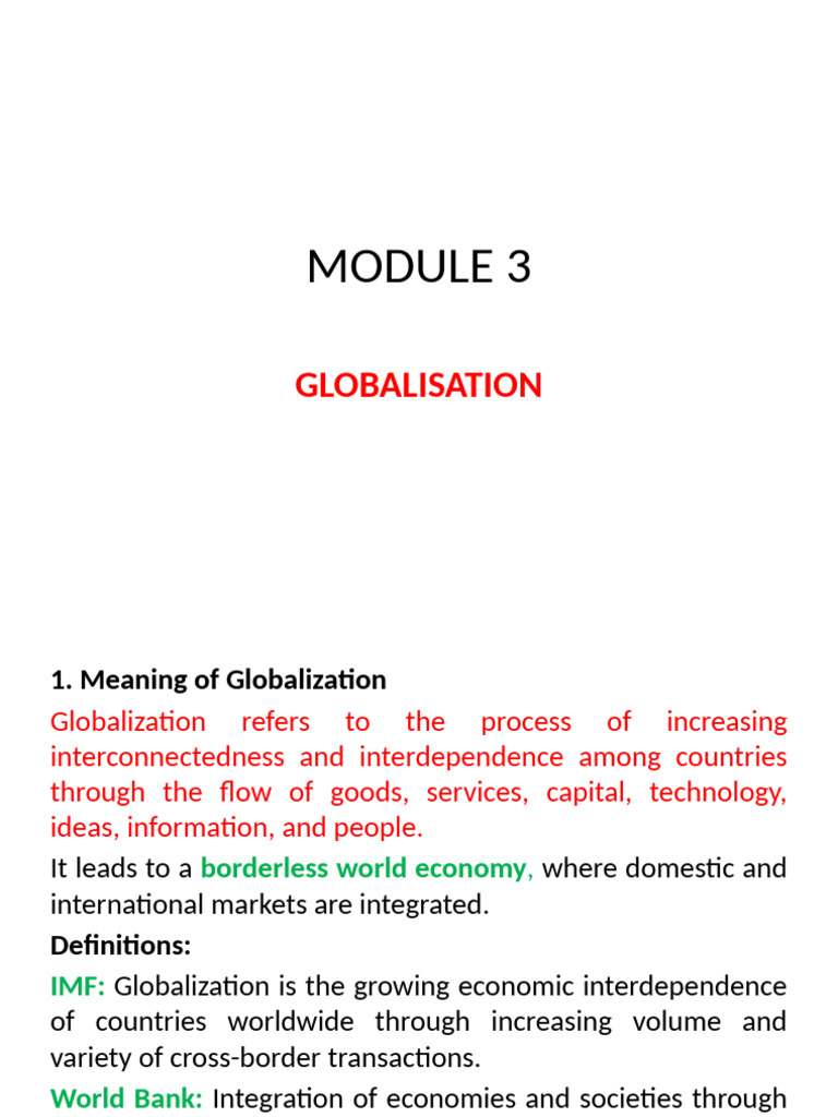 Module 3 Globalisation | PDF | Globalization | Multinational Corporation