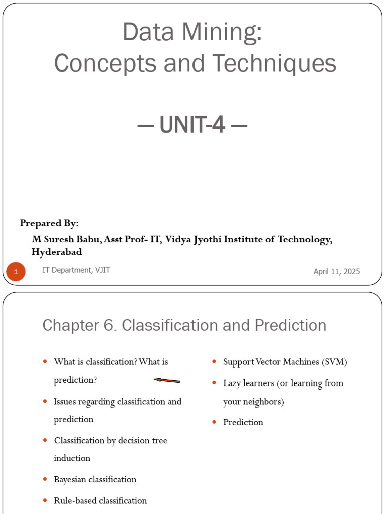 Unit 4, DWDM, IT Dept, III Year - II Semester | PDF | Support Vector Machine | Statistical ...