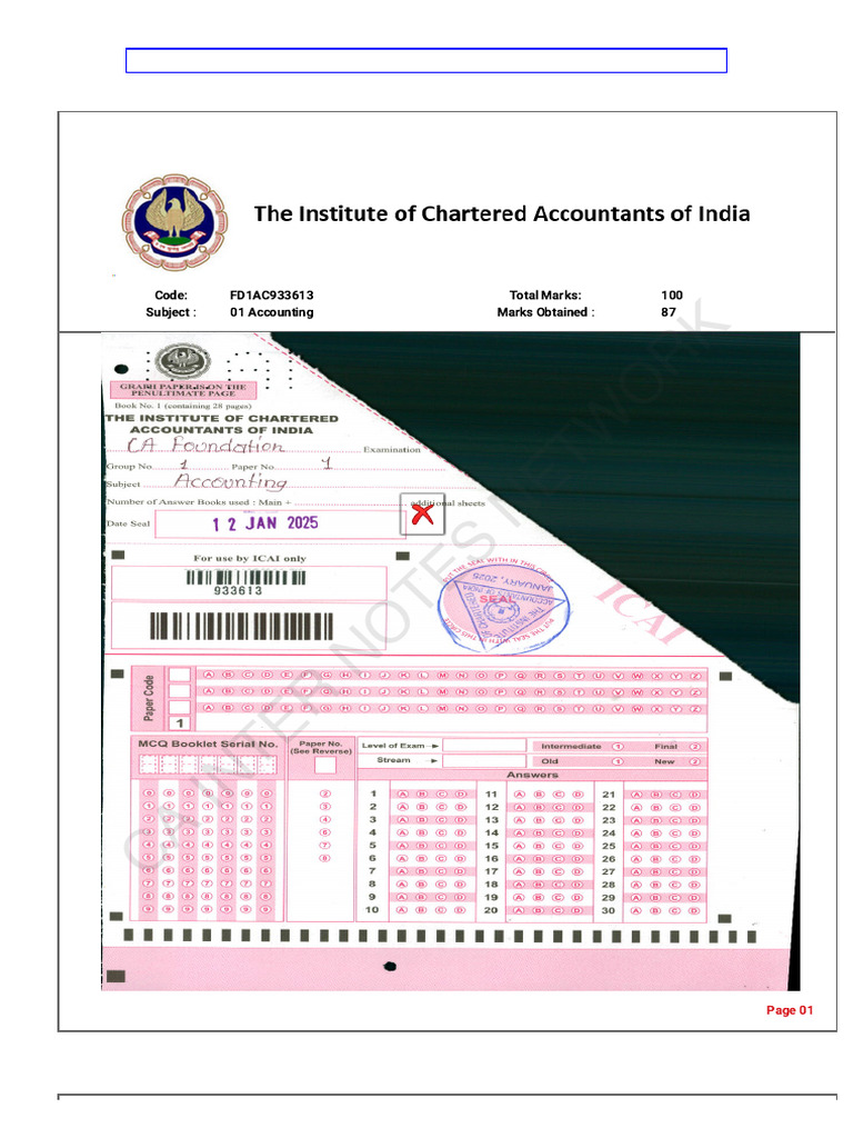 Acc DM - Answersheet (87 Marks) | PDF