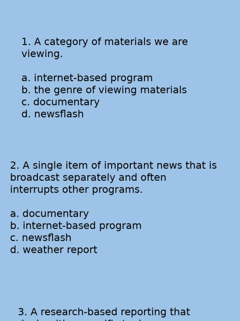 Quiz On Genres | PDF