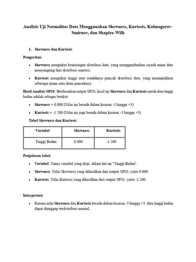 Analisis Uji Normalitas Data Menggunakan Skewness | PDF
