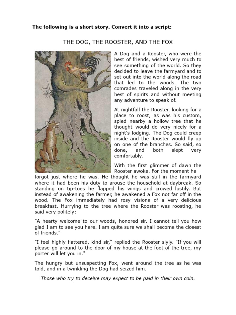The Dog The Rooster and The Fox | PDF