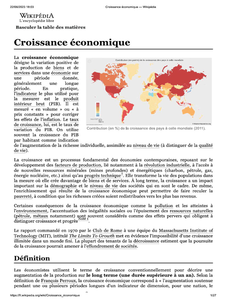Croissance Économique PDF Wikip | PDF