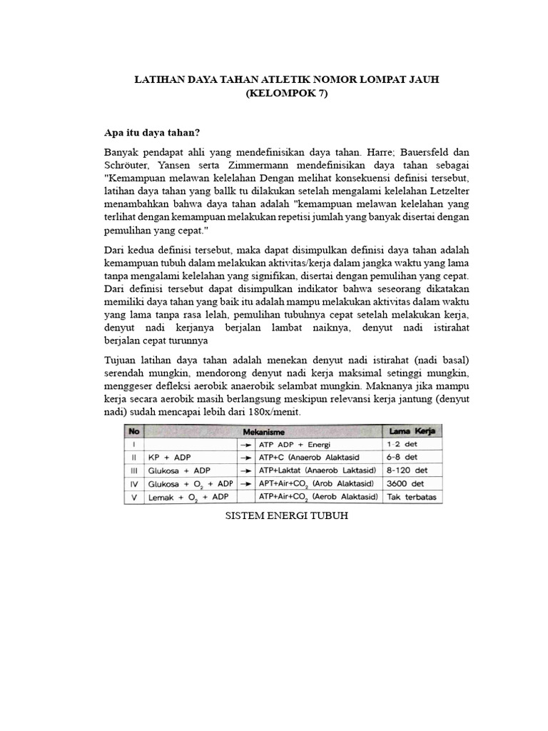 Latihan Daya Tahan Atletik Lompat Jauh | PDF