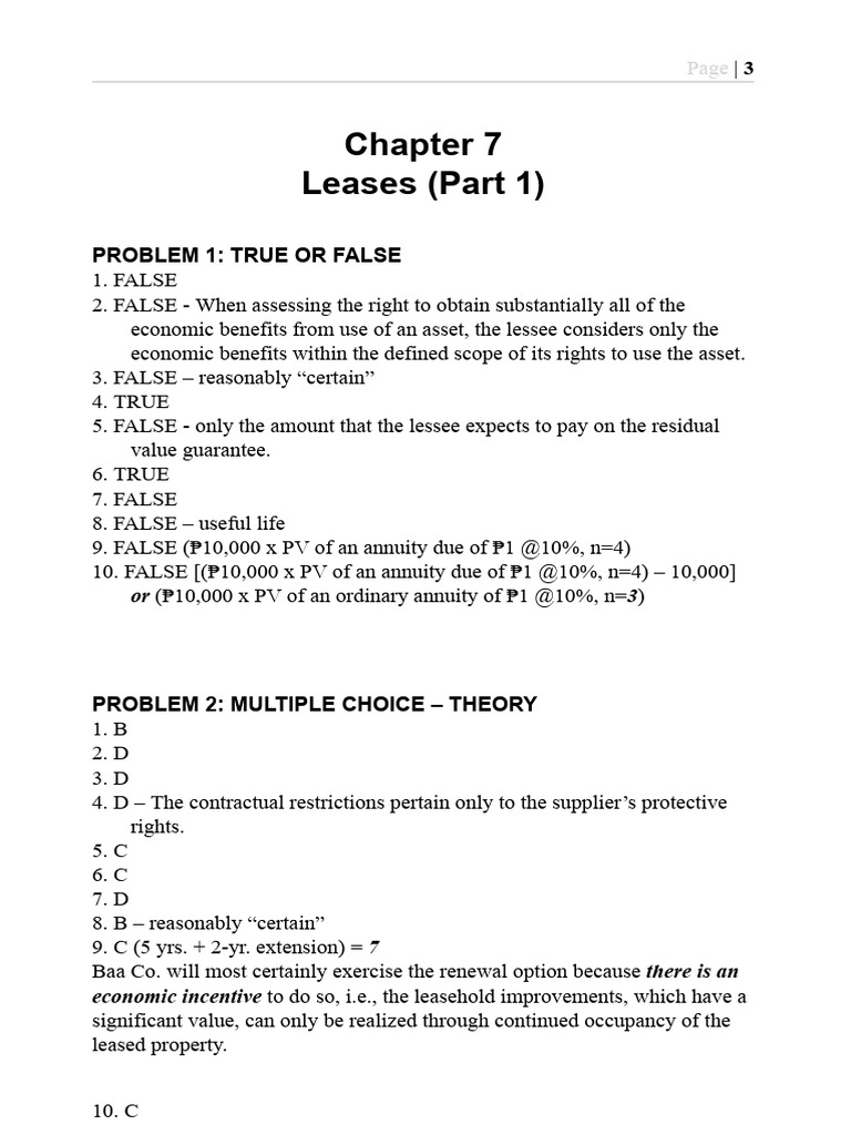Sol. Man. - Chapter 7 - Leases Part 1 PDF | PDF | Expense | Present Value