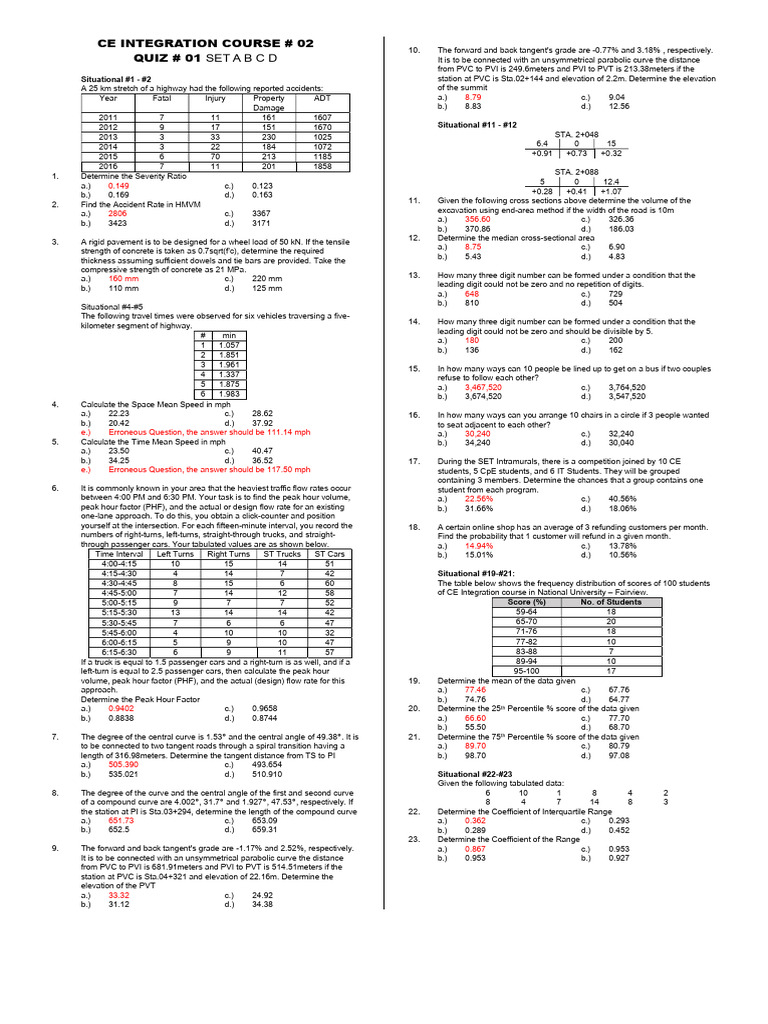 CE ITG # 02 - Quiz - 01 Key Answer | PDF