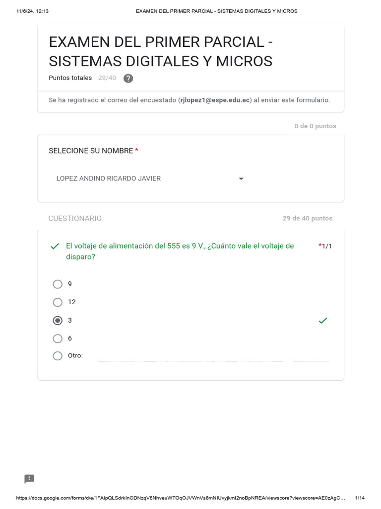Examen Del Primer Parcial - Sistemas Digitales y Micros | PDF | Tecnología digital | Circuitos ...