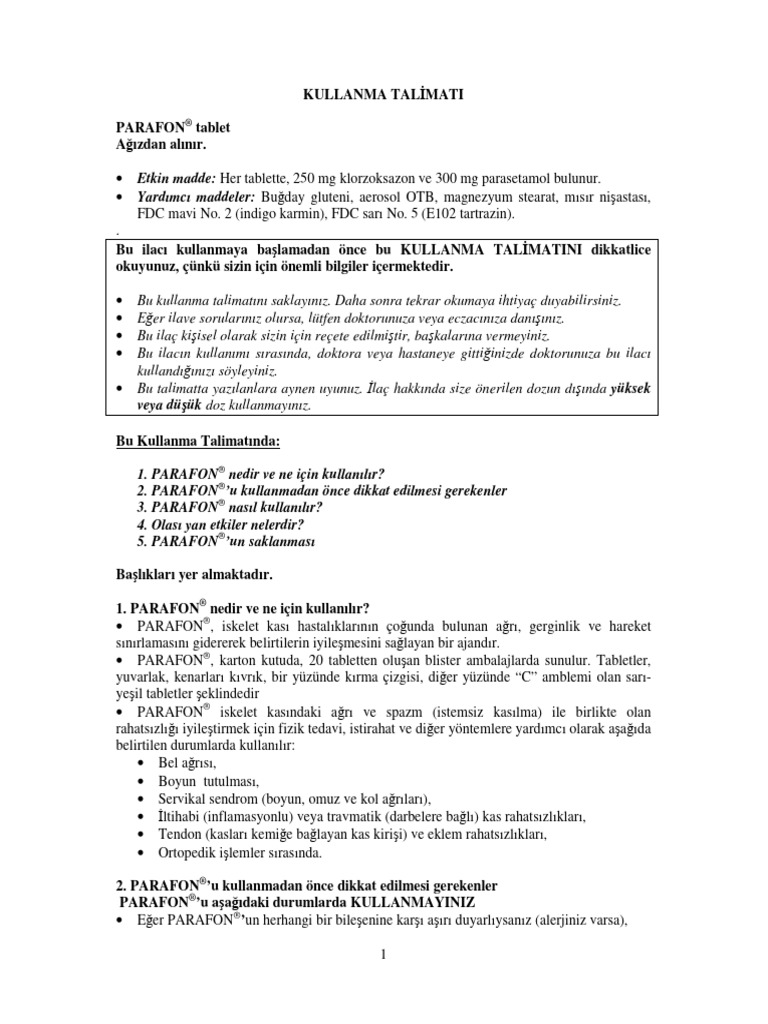 Parafon Tablet | PDF