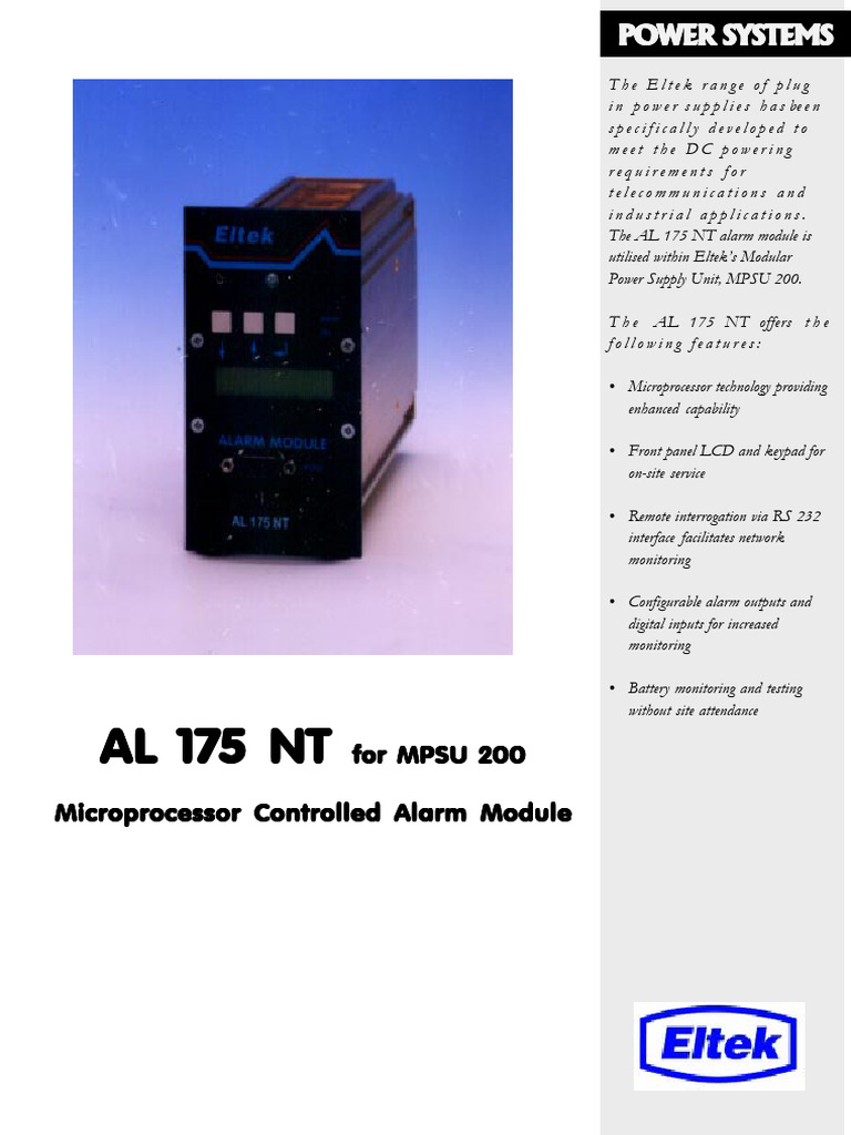 AL 175 NT Alarm Module Overview | PDF | Power Supply | Electronics
