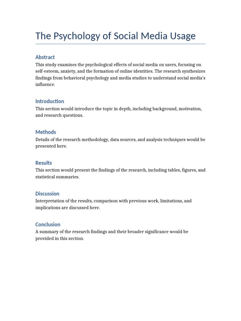 Psychology of Social Media Usage | PDF