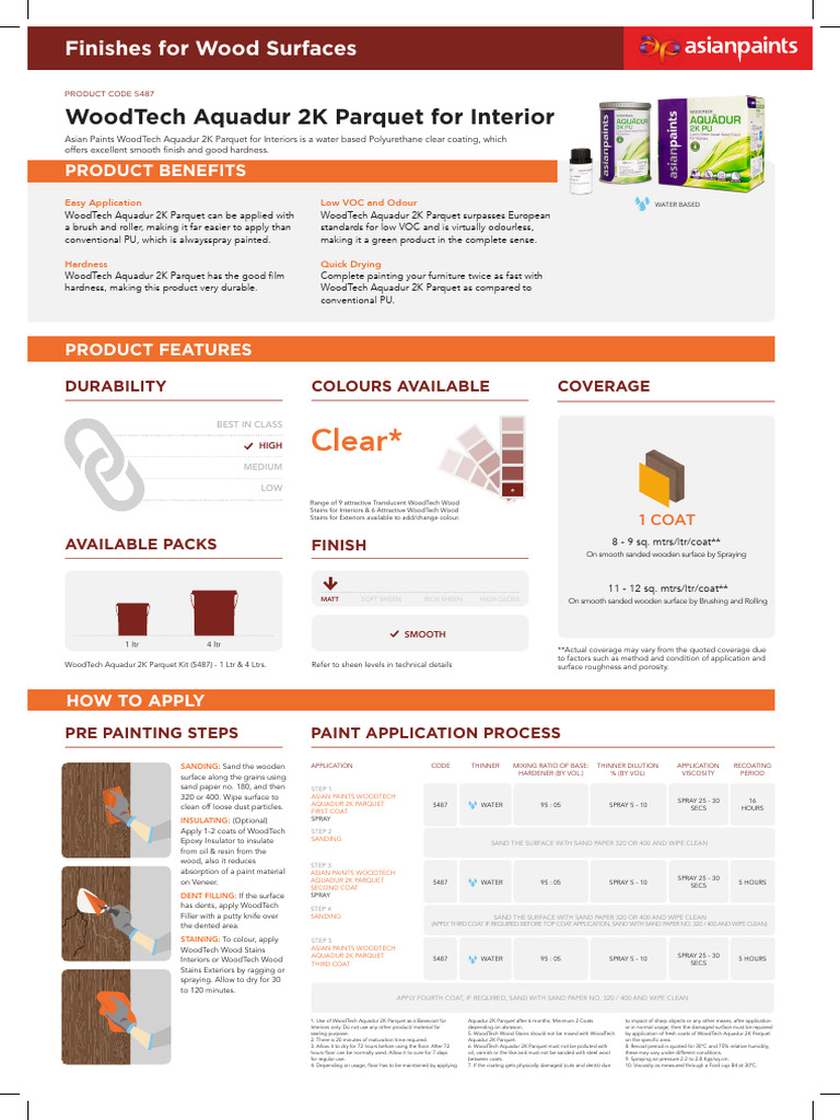 Woodtech Aquadur 2k Parquet | PDF | Paint | Materials