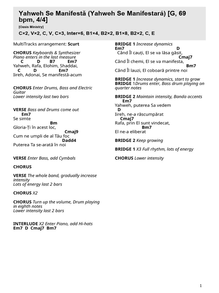 Yahweh Se Manifest_ (Yahweh Se Manifestar_) - G-1 | PDF