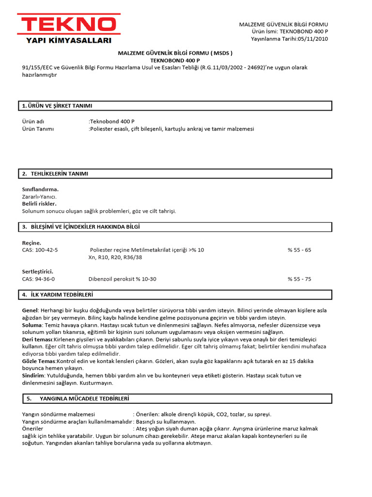 Teknobond 400 P MSDS | PDF