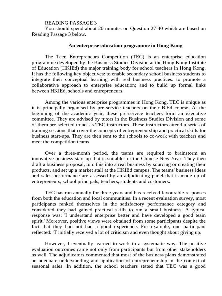 An enterprise education programme in Hong Kong | PDF | Entrepreneurship ...