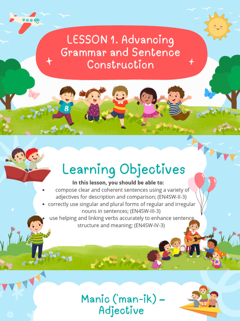 LESSON 1. Advancing Grammar and Sentence Construction - Compressed ...