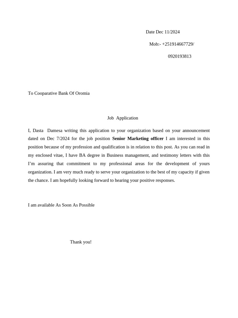 Job Letter | PDF