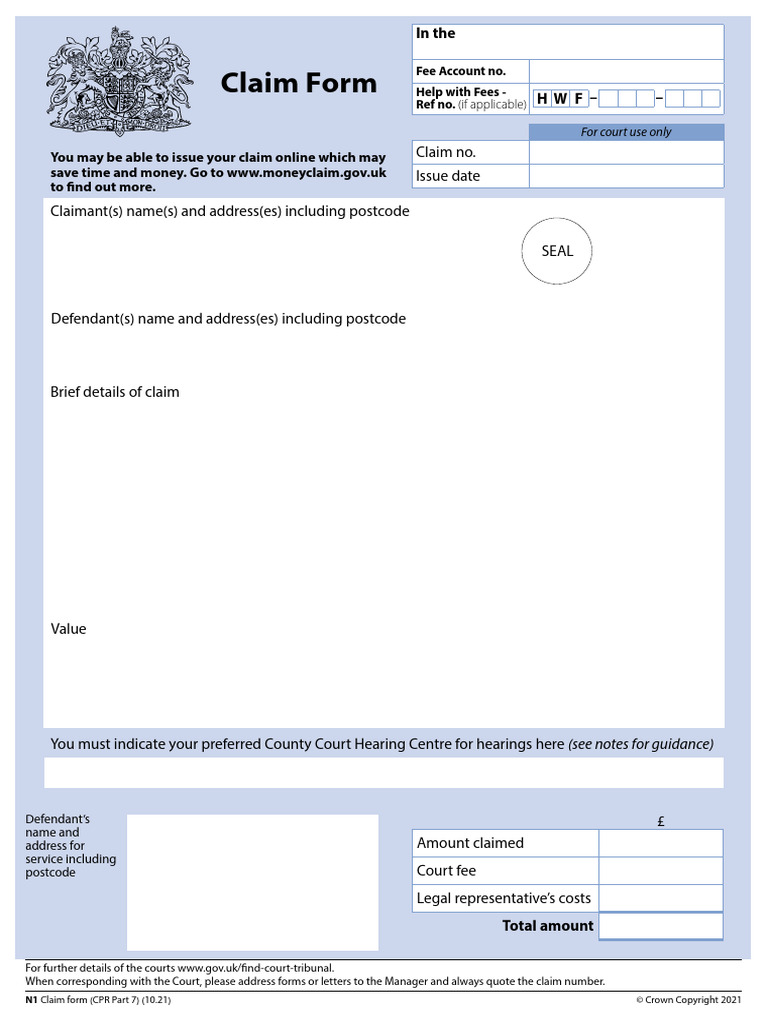 2022 SGS 3 DRFT Blank Claim Form | PDF | Justice | Crime & Violence