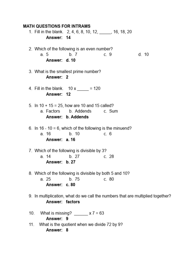 Math and Geometry Questions for Intrams | PDF | Triangle | Triangle ...