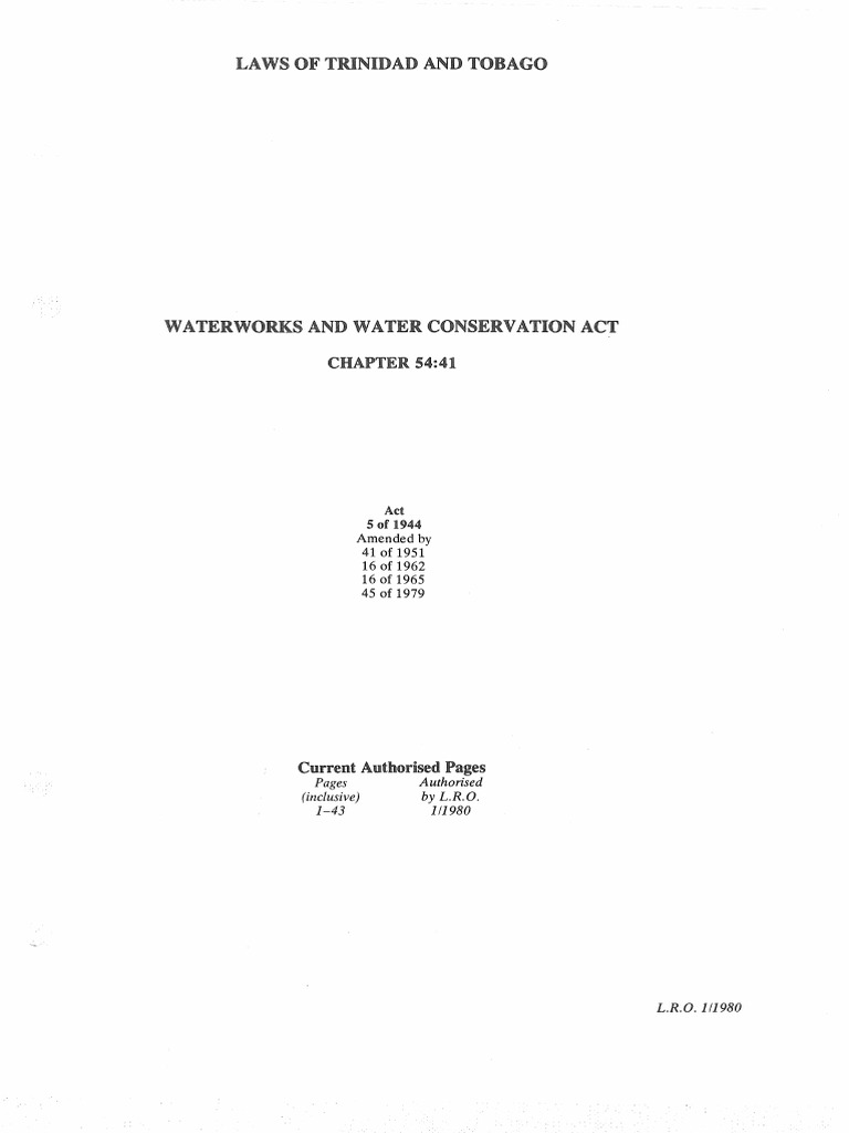Waterworks and Water Conservation Act T&T | PDF | Fine (Penalty ...