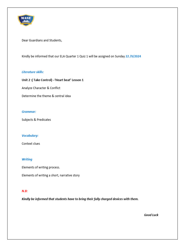 Dear Guardians and Students... GRADE 7.. | PDF