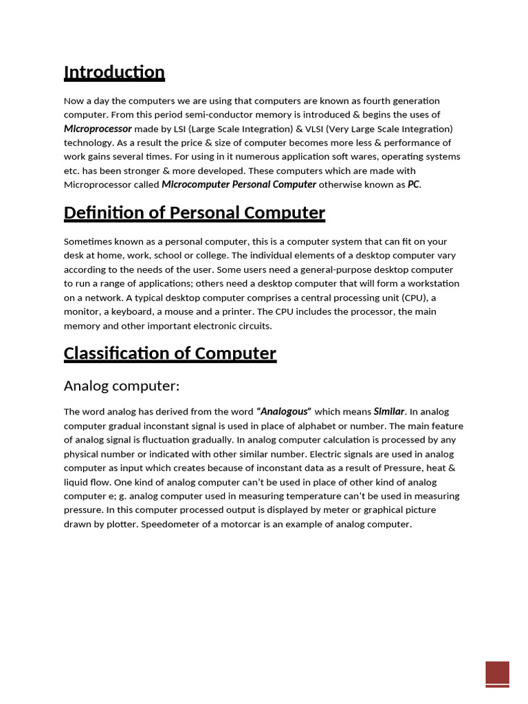 Introduction To Personal Computer | PDF | Random Access Memory ...