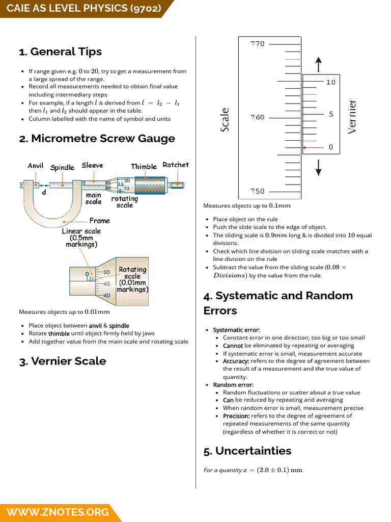 Caie-As-Level-Physics-9702-Practical-V1 Pages 2-4 | PDF | Observational Error | Accuracy And ...