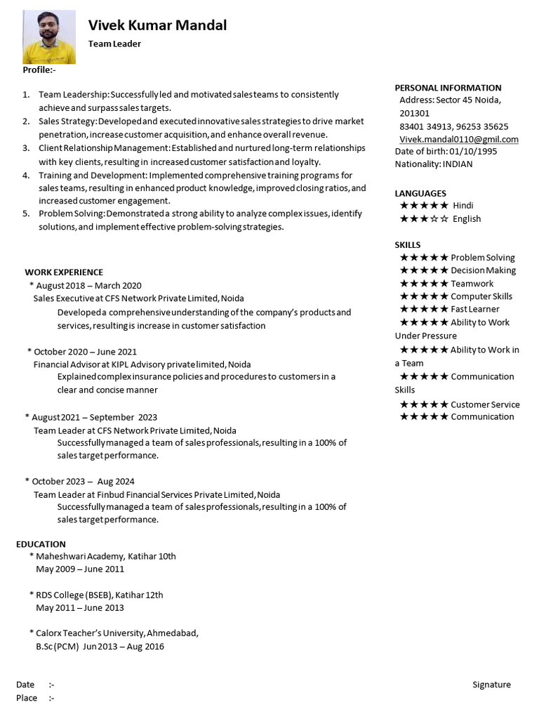 Vivek Kumar Mandal - Resume - Apna | PDF | Learning | Cognition