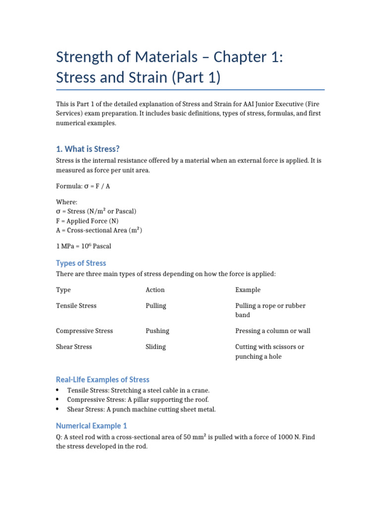 SOM Chapter1 Stress and Strain Part1 | PDF