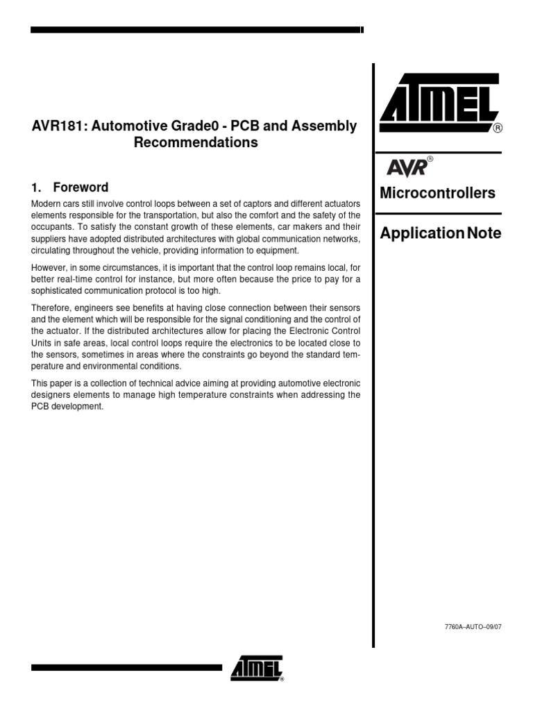 ATMEL, AVR181 Automotive Grade - PCB and Assembly | PDF | Printed ...