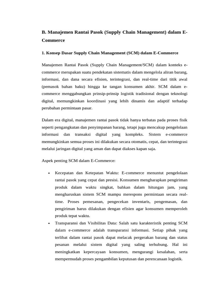 Manajemen Rantai Pasok dalam E-Commerce | PDF