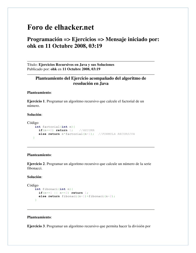 Foro de Elhacker | PDF | Recursividad | Algoritmos