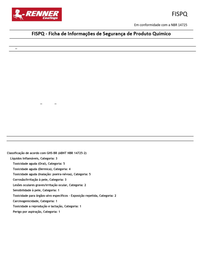 FISPQ TINTA AMARLO - 6539600.V40-RETHANE-FLV-653-N-Amarelo-SEGURANCA-5Y812 | PDF | Dióxido de ...