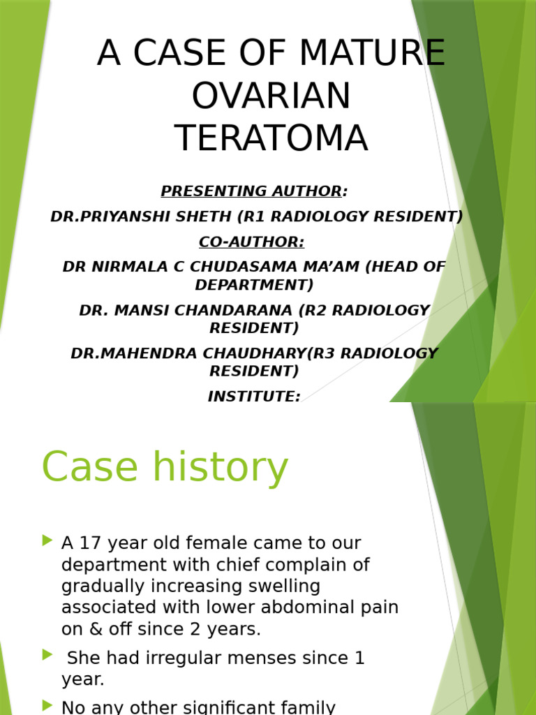Priyanshi Ovarian Teratoma Poster | PDF | Ovarian Cancer | Neoplasms