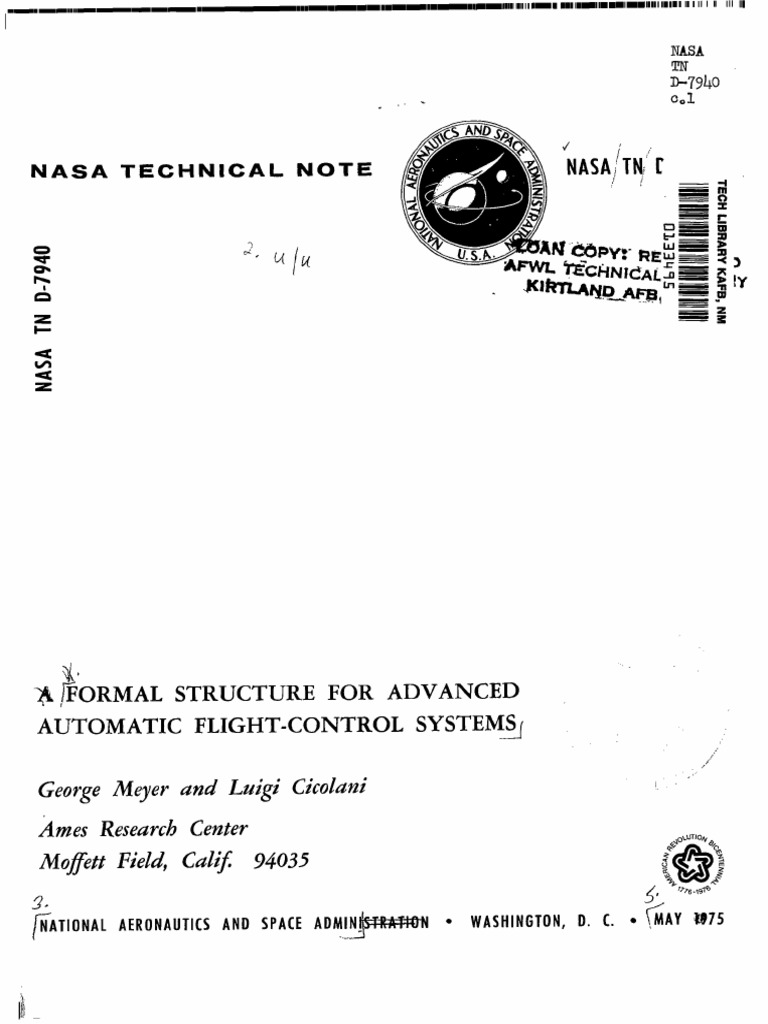 A Formal Structure For Advanced Automatic Flight-Control Systems | PDF ...