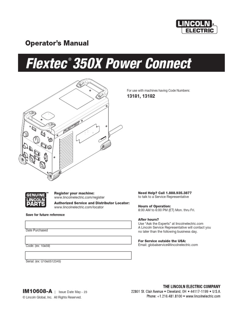 Flextec 350X Power Connect_Instruction Manuals | PDF | Welding | Construction