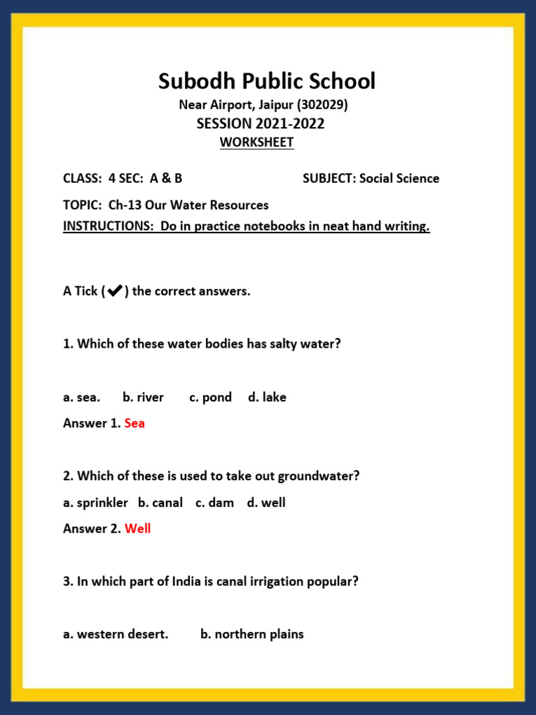 Chapter 13 Practice Worksheet Class 3 | PDF