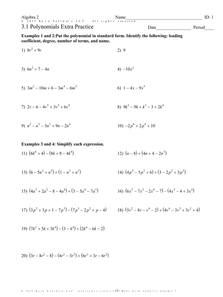 3.1 Polynomials - Extra Practice ALL | PDF | Abstract Algebra | Algorithms
