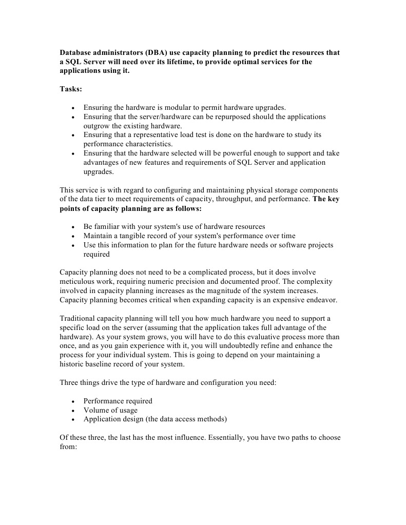Capacity Planning | PDF | Databases | Computer Data Storage